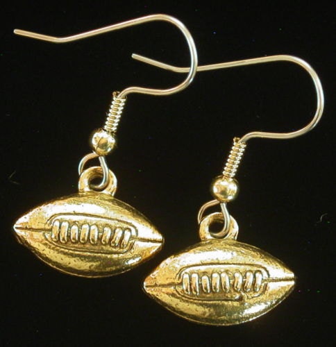 Football Earrings 24 Karat Gold Plate Sports Footballs Touch Down EG193 ...