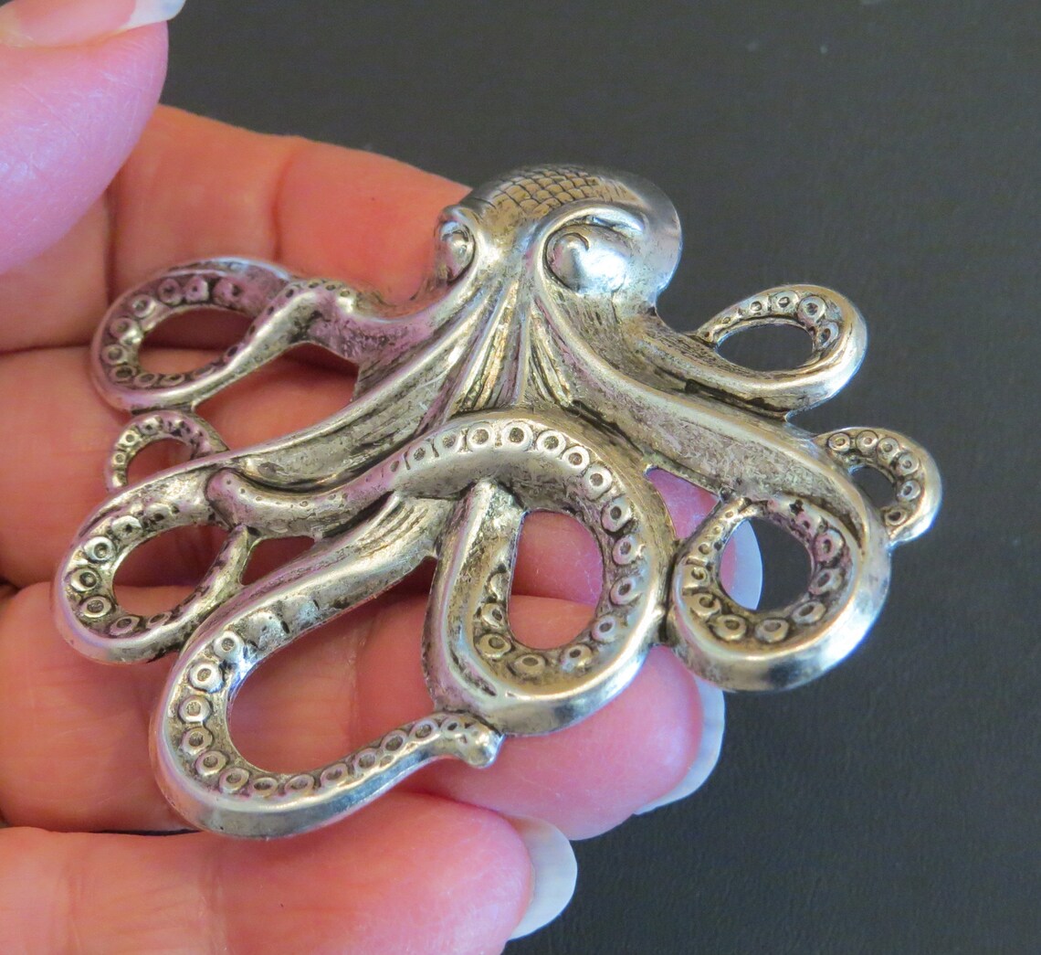Octopus Pin Brooch 24 Karat Gold Plate or Matte Silver Ox | Etsy