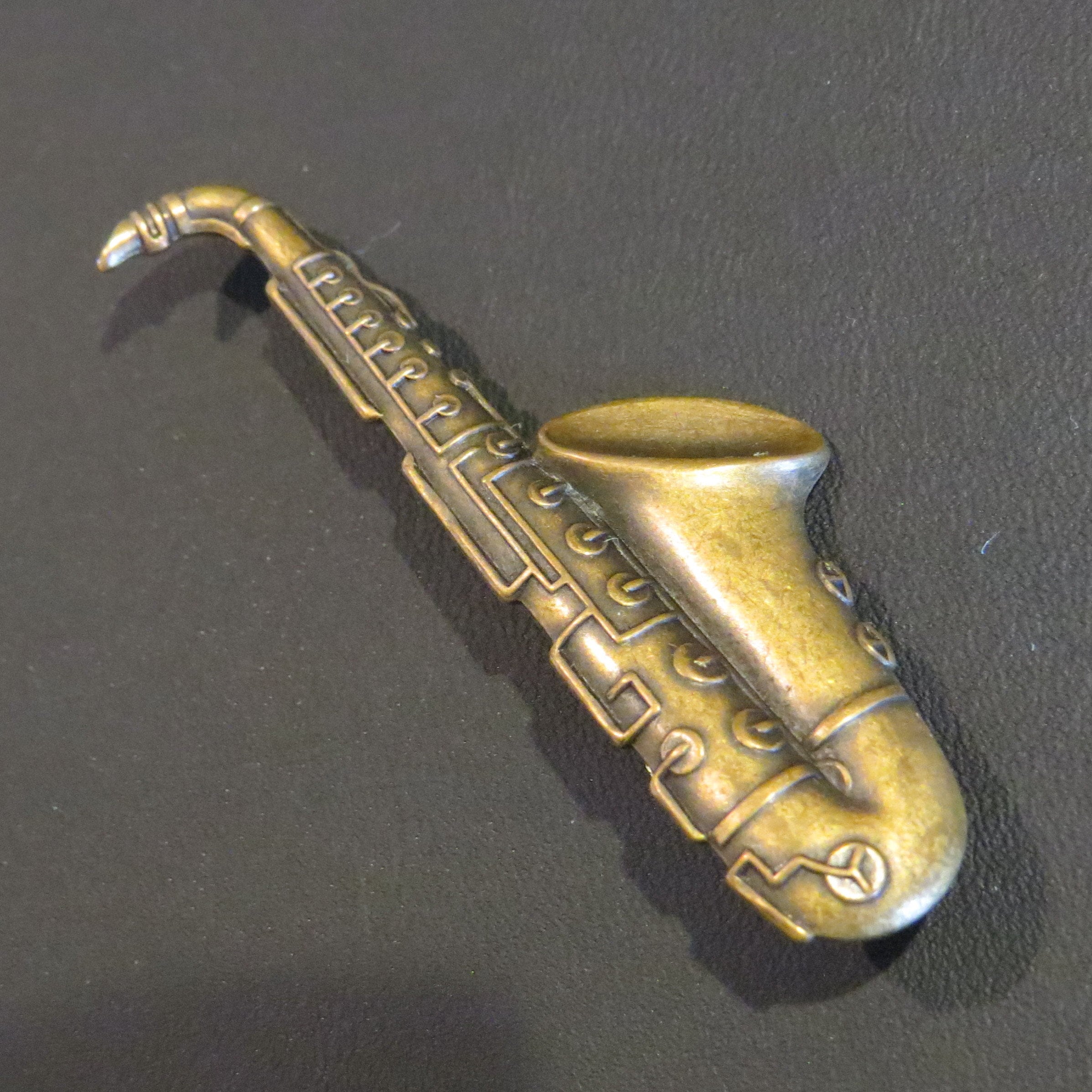 Sax Saxophone Pin Brooch Antiqued Gold Plate Silver Plate - Etsy