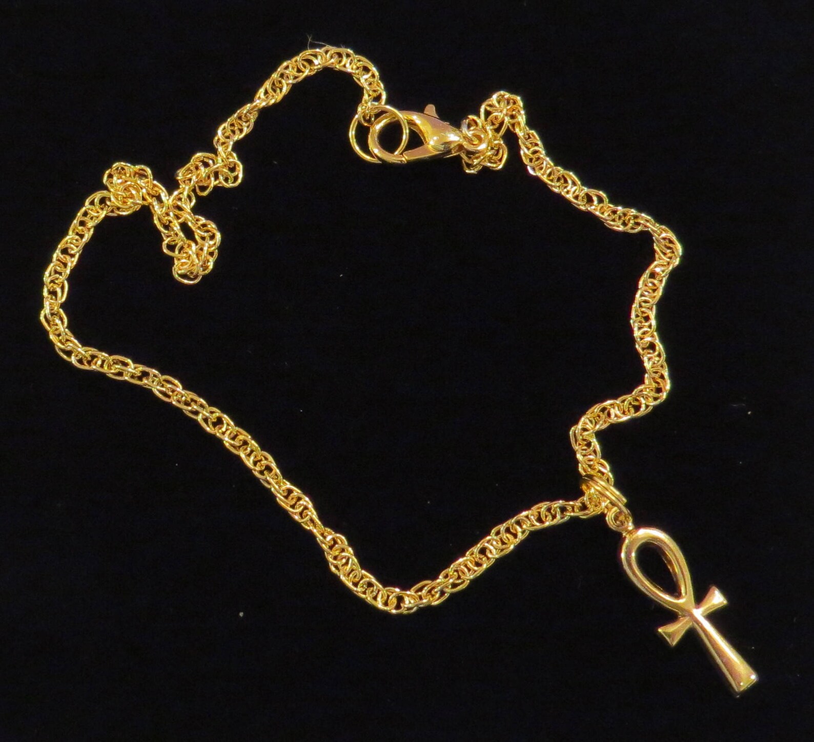 Cleopatra Ankh Egyptian Eternal Cross Anklet Ankle Bracelet 24 Karat ...
