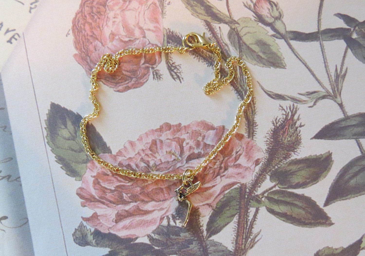 Tinkerbell Anklet Disney's Tinker Bell Fairy 24 Karat Gold Plate Ankle ...