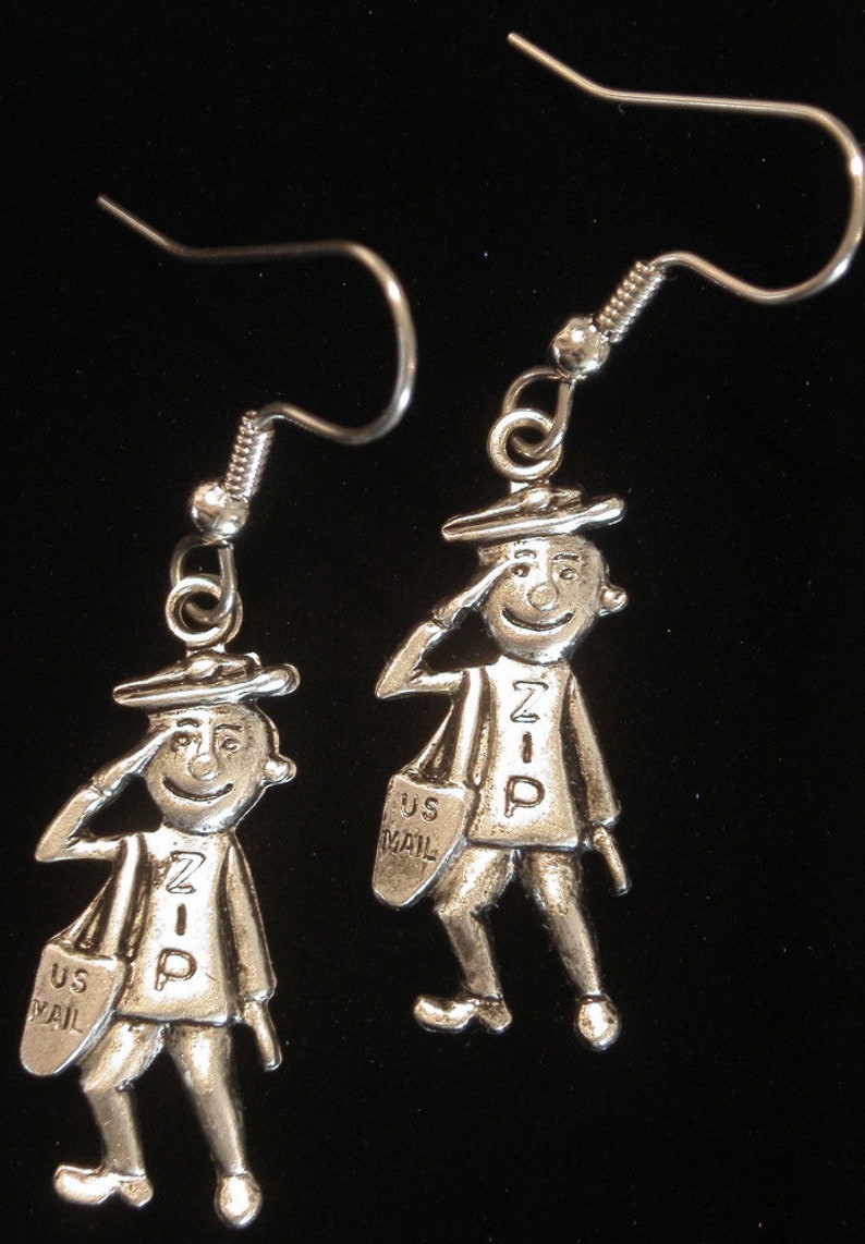 Mr. Zip Earrings Code Zippy U.S. Mail Postal 24 Karat Gold | Etsy