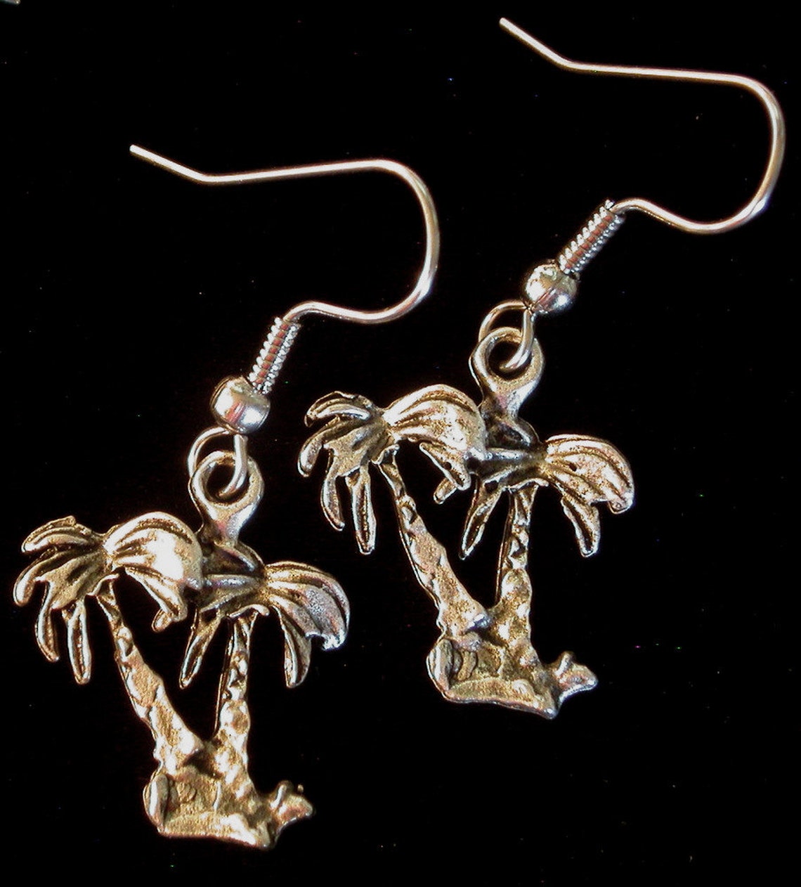 Palm Trees Oasis Earrings 24 Karat Gold Plate or Oxidized - Etsy