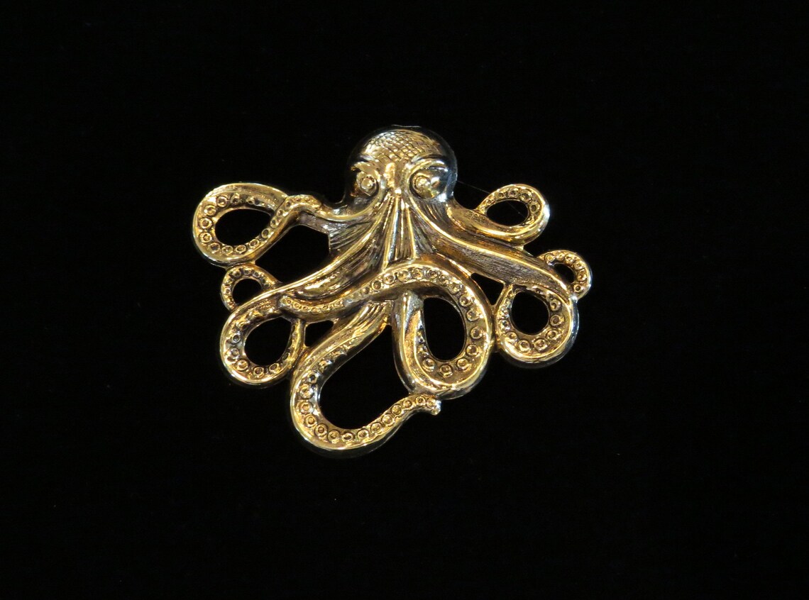 Octopus Pin Brooch 24 Karat Gold Plate or Matte Silver Ox | Etsy