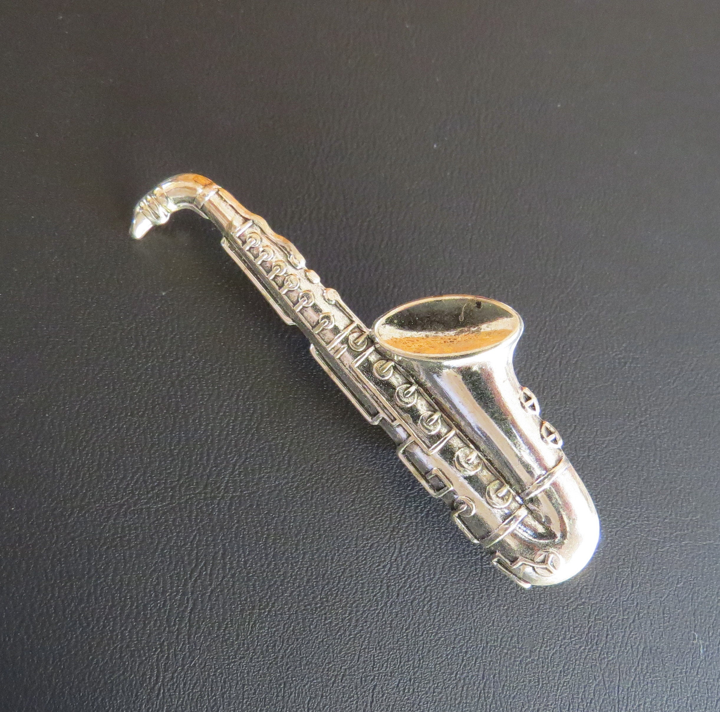 Sax Saxophone Pin Brooch Antiqued Gold Plate Silver Plate - Etsy