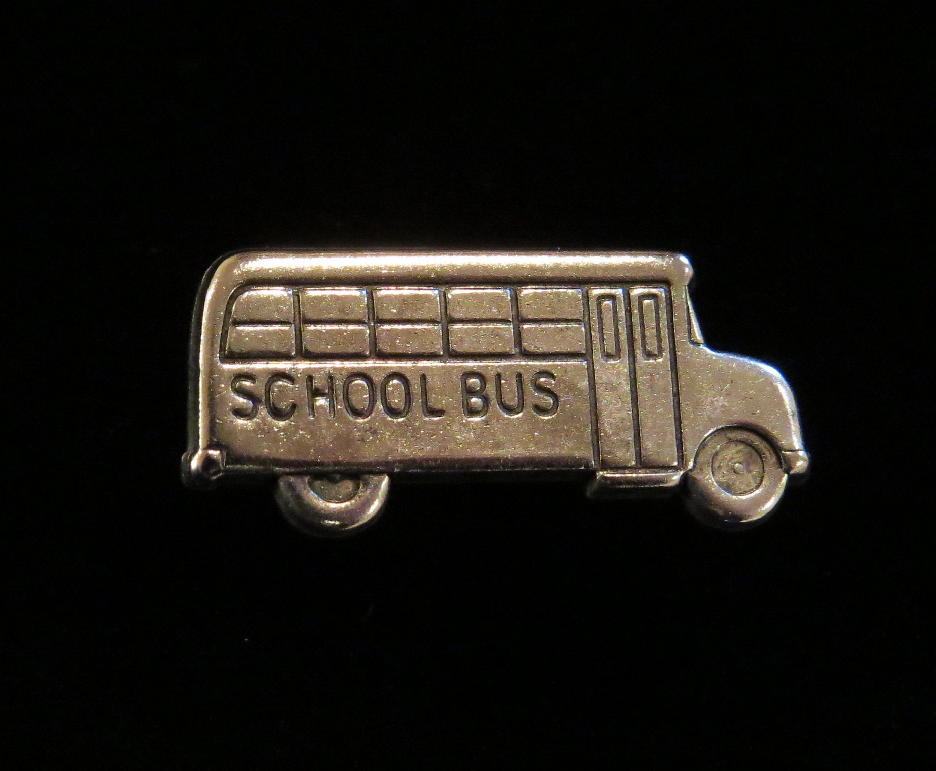 School Bus Tack Pin 24 Karat Gold Plate or Oxidized Matte | Etsy