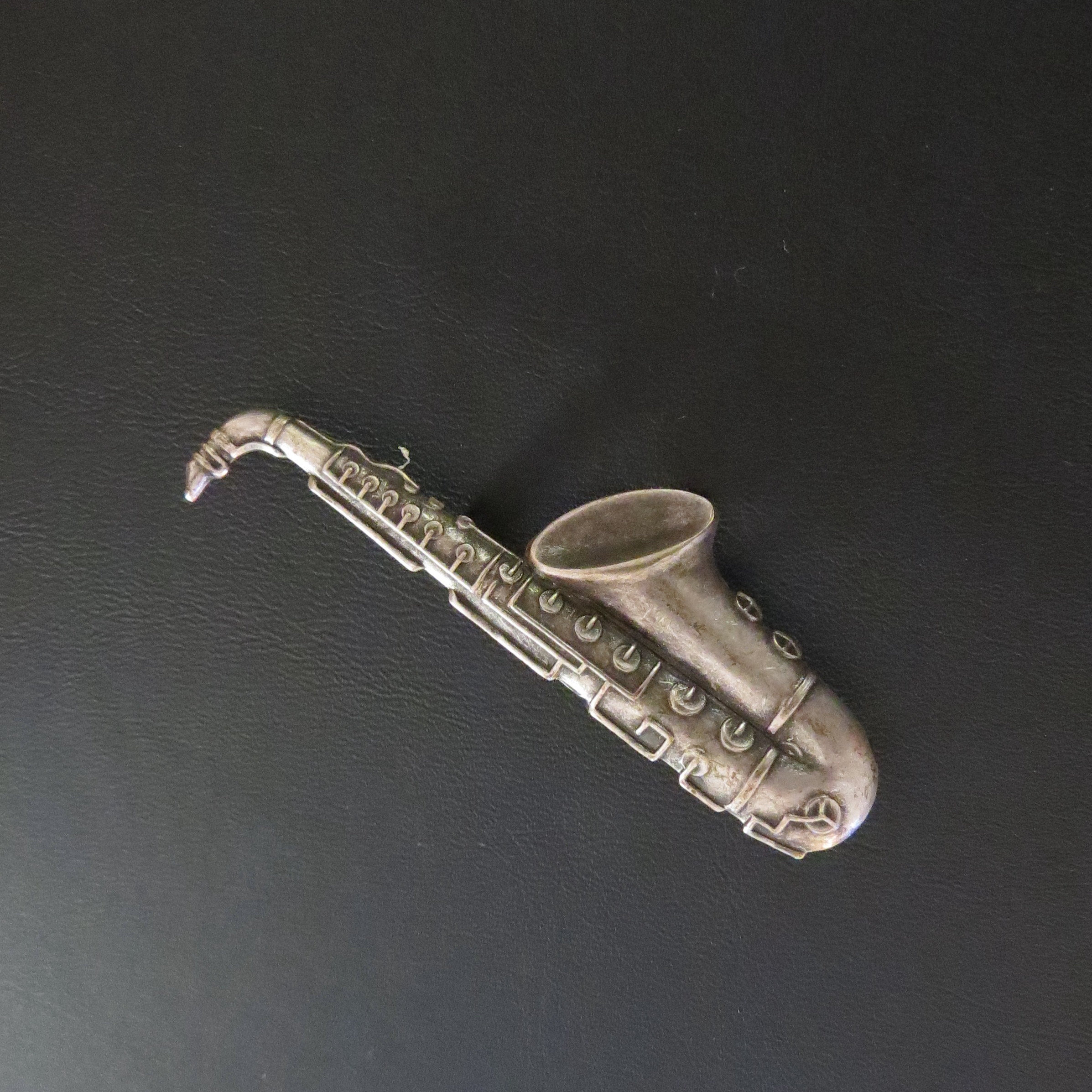 Sax Saxophone Pin Brooch Antiqued Gold Plate Silver Plate - Etsy