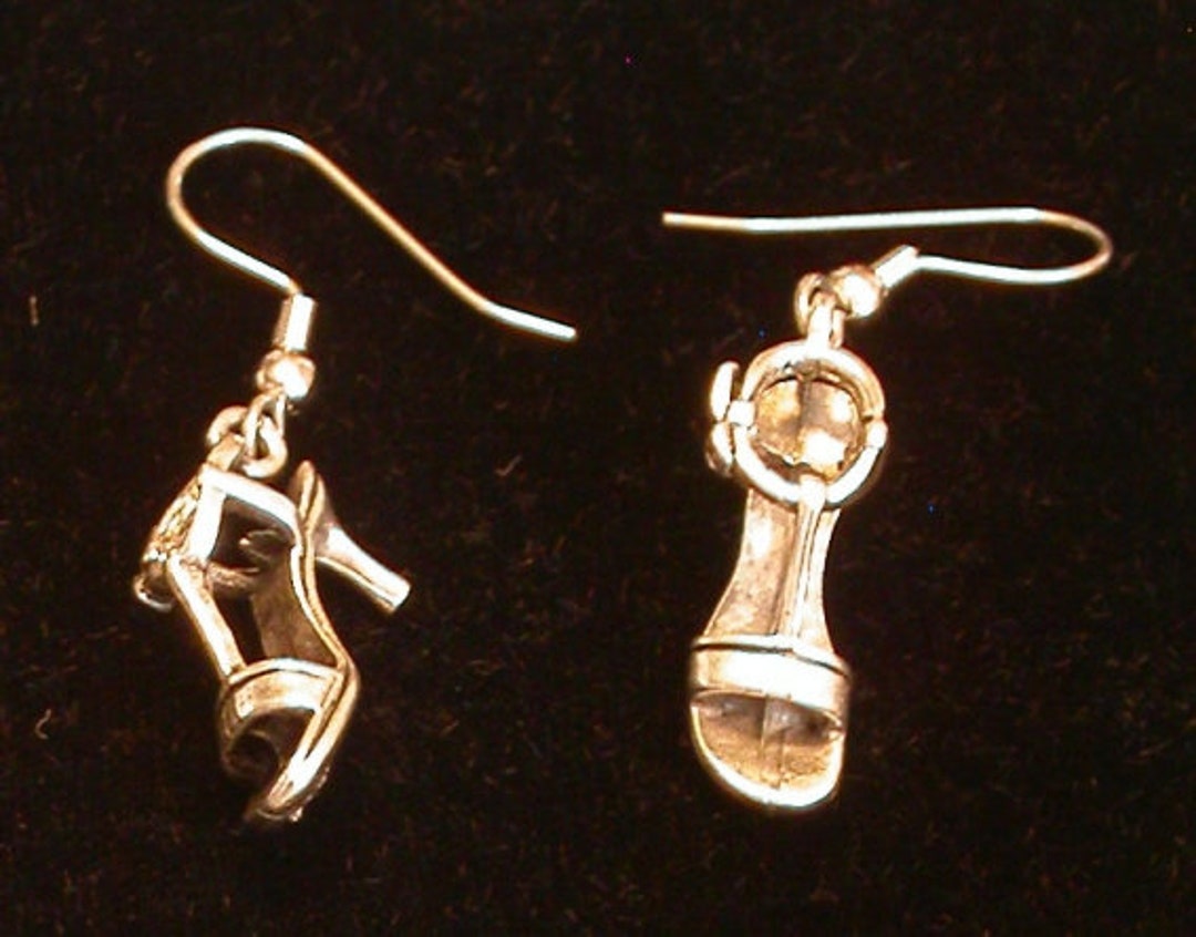 Strappy High Heel Sandal Earrings Shoes 24 Karat Gold Plate EG239 - Etsy