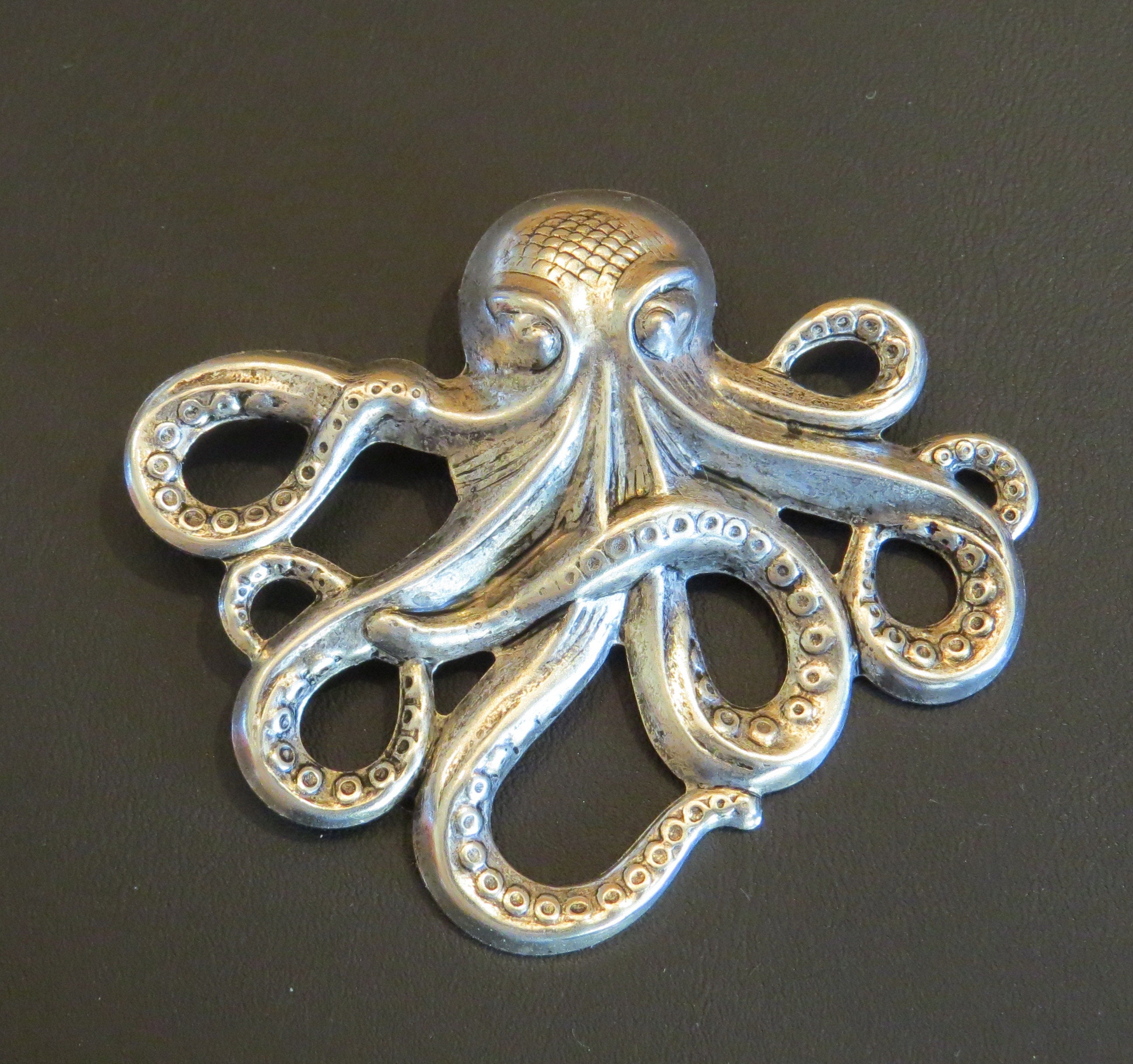 Octopus Pin Brooch 24 Karat Gold Plate or Matte Silver Ox Squid ...