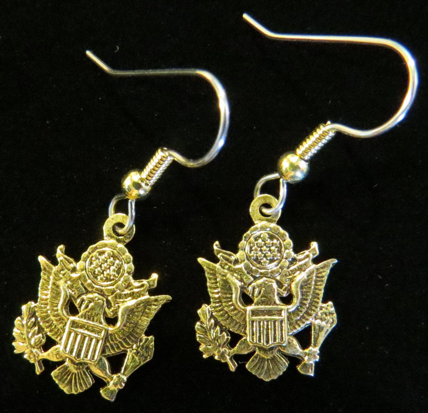U.S. Army Earrings 24 Karat Gold Plate American Eagle EG496 / | Etsy