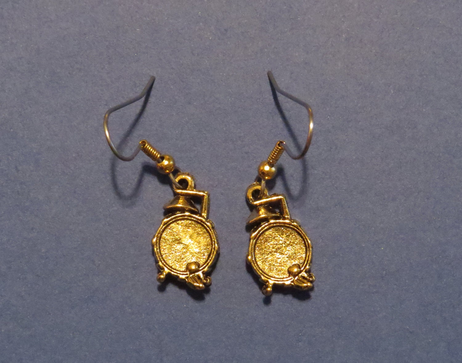 Drummer Drums Earrings 24 Karat Gold Plate or Oxidized Matte - Etsy