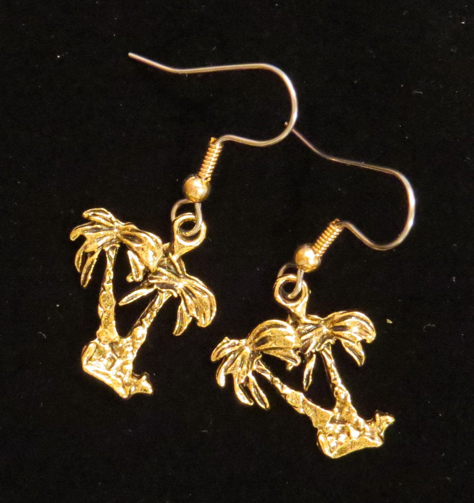 Palm Trees Oasis Earrings 24 Karat Gold Plate or Oxidized - Etsy