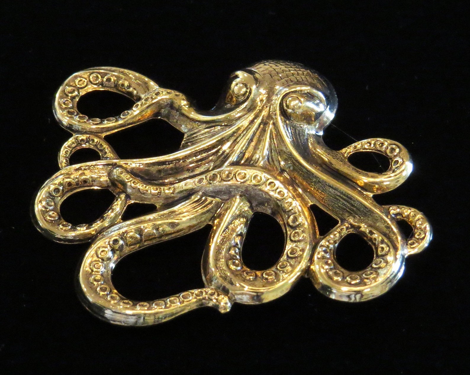 Octopus Pin Brooch 24 Karat Gold Plate or Matte Silver Ox - Etsy