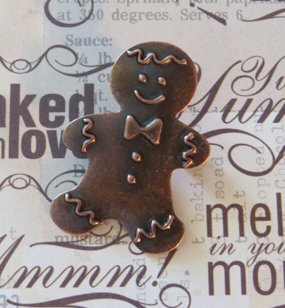 Ginger Bread Man Pin Copper Gingerbread Boy Christmas Holiday | Etsy