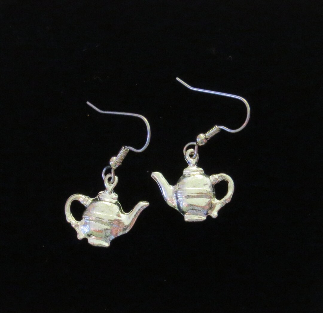 Tea Pot Kettle Earrings Silver Plate Tea Time Tea for Two Spot of Tea ...