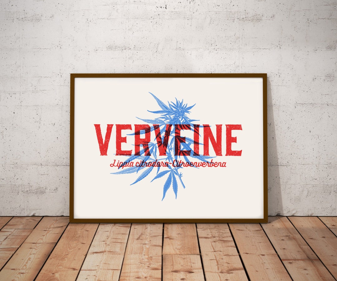 Poster Verveine Vintage Style, Giclée Print 2 Colors, Minimal Print ...