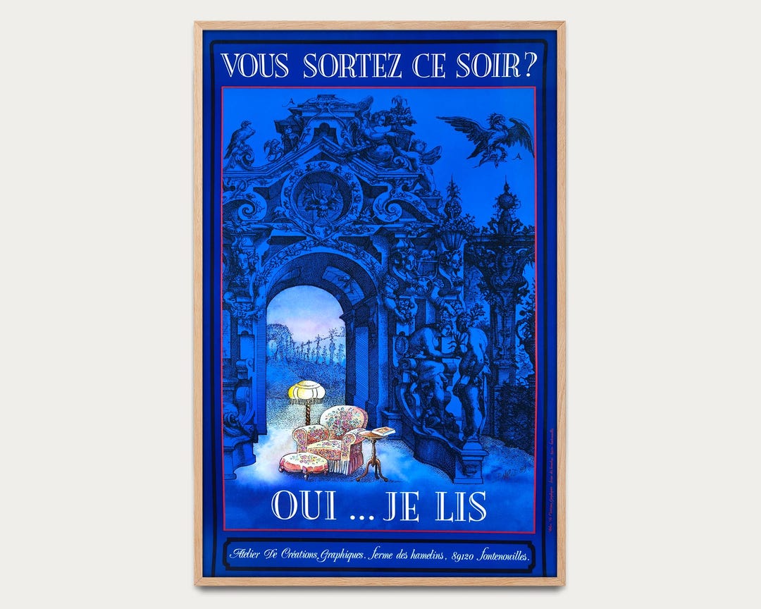 Vintage 80s/90s Reading Promotion Poster, Armchair and Bedside Lamp ...
