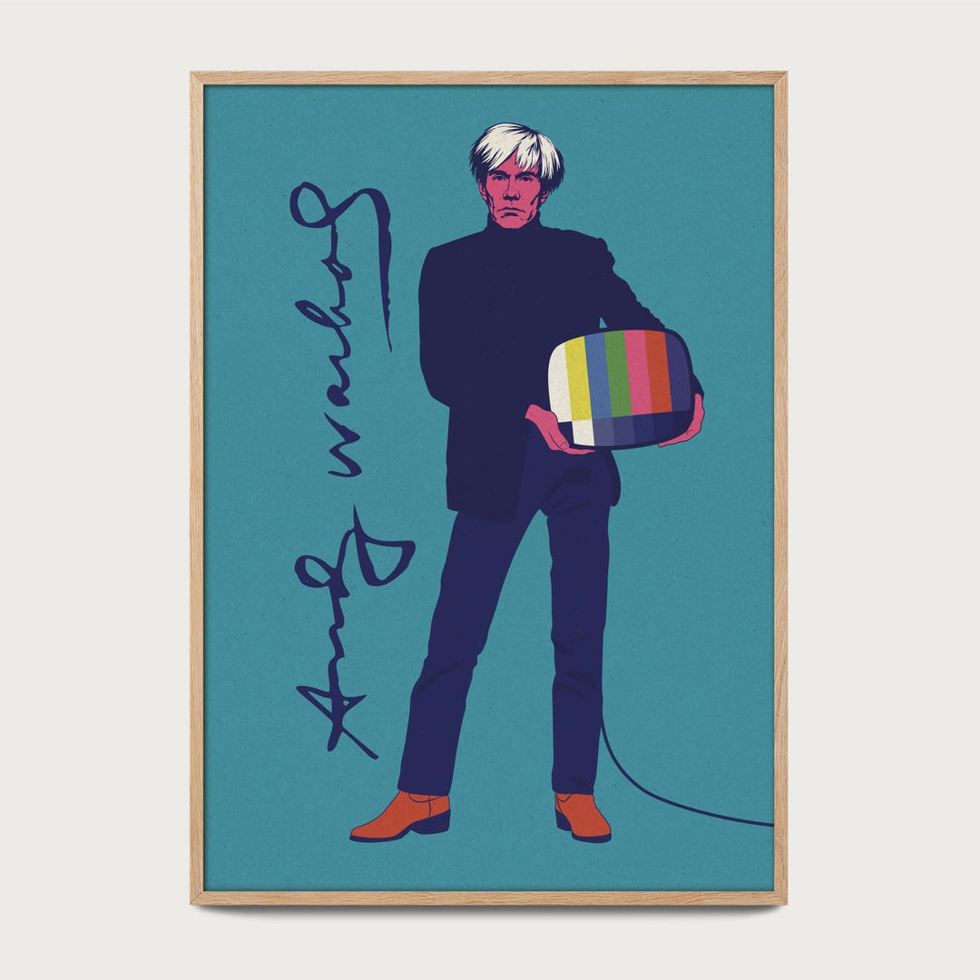 Pop Art Andy Warhol Illustration Poster, Iconic Portrait With Vintage ...