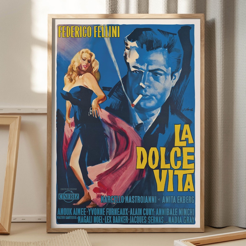Vintage Movie Poster “la Dolce Vita” (1960) – Classic Film Fellini ...