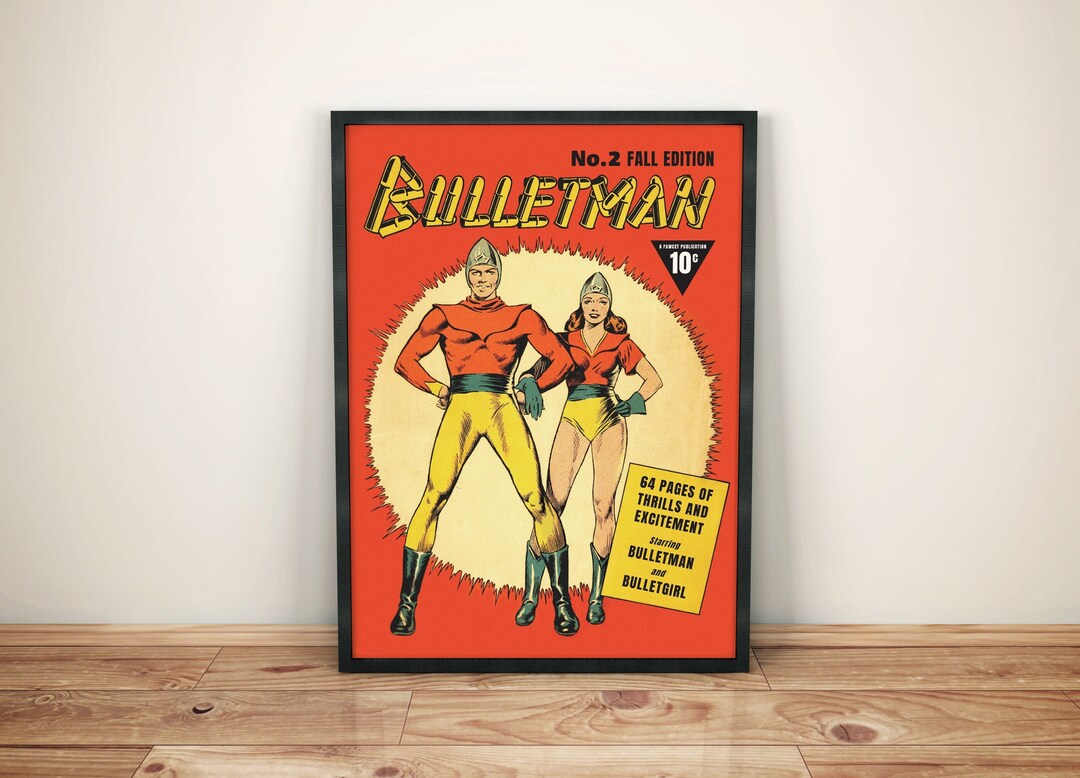 Poster Comics Poster Bulletman and Bulletgirl Vintage Poster, Poster ...