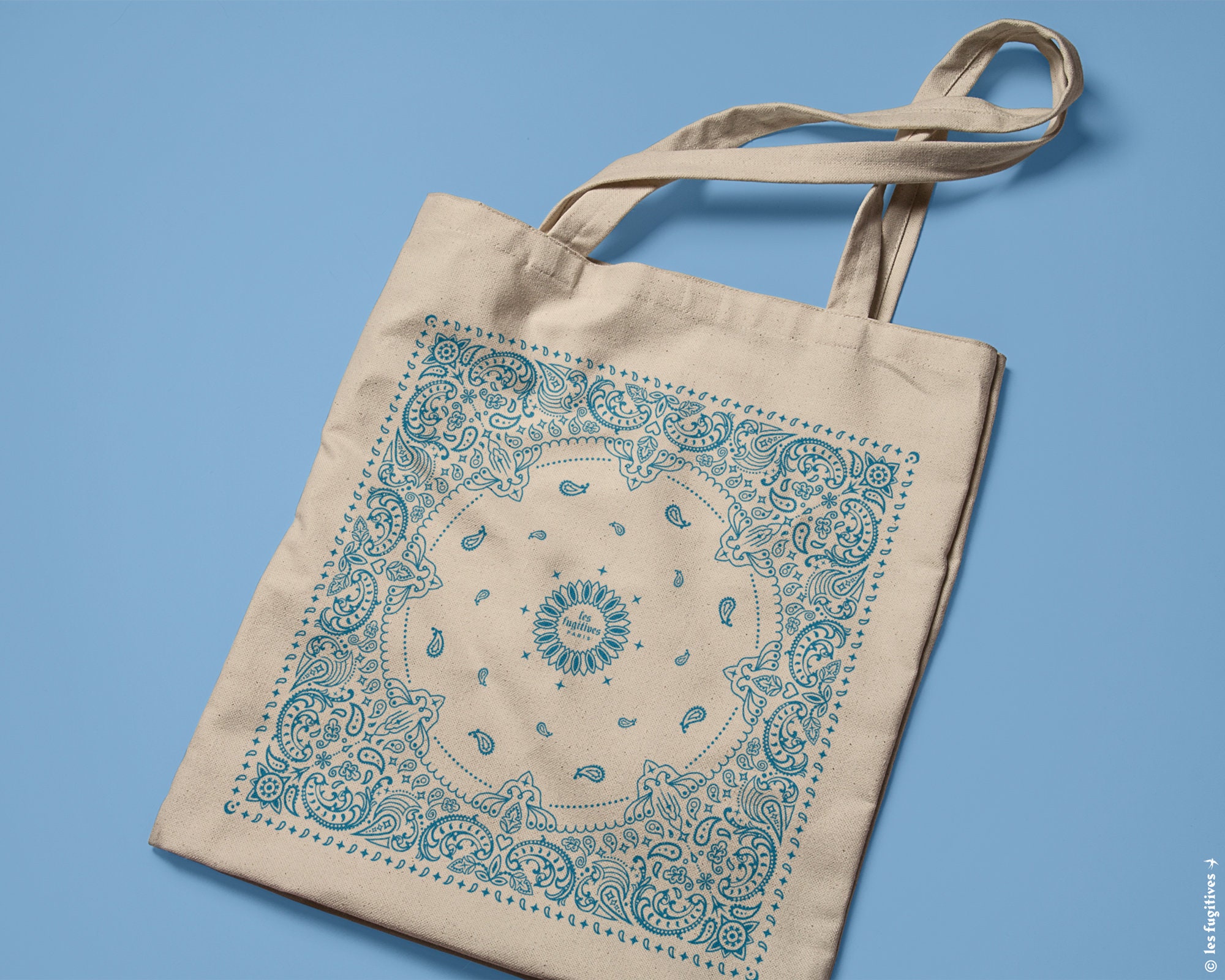 Tote Bag Bandana - Cotton Bag, Canvas Bag, Beach Bag, Blue Pattern ...