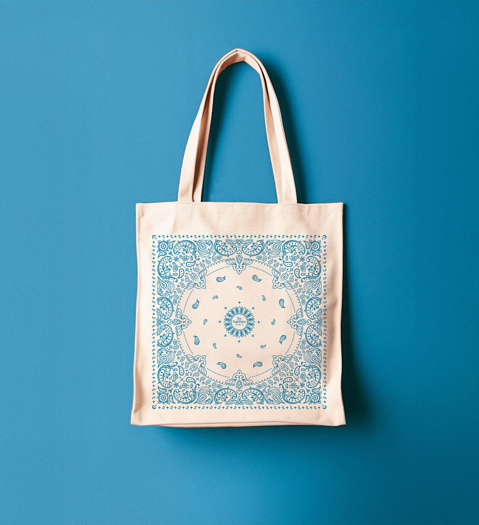 Tote Bag Bandana - Cotton Bag, Canvas Bag, Beach Bag, Blue Pattern ...