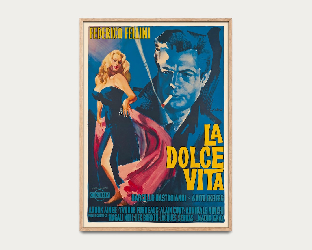 Vintage Movie Poster “la Dolce Vita” (1960) – Classic Film Fellini ...