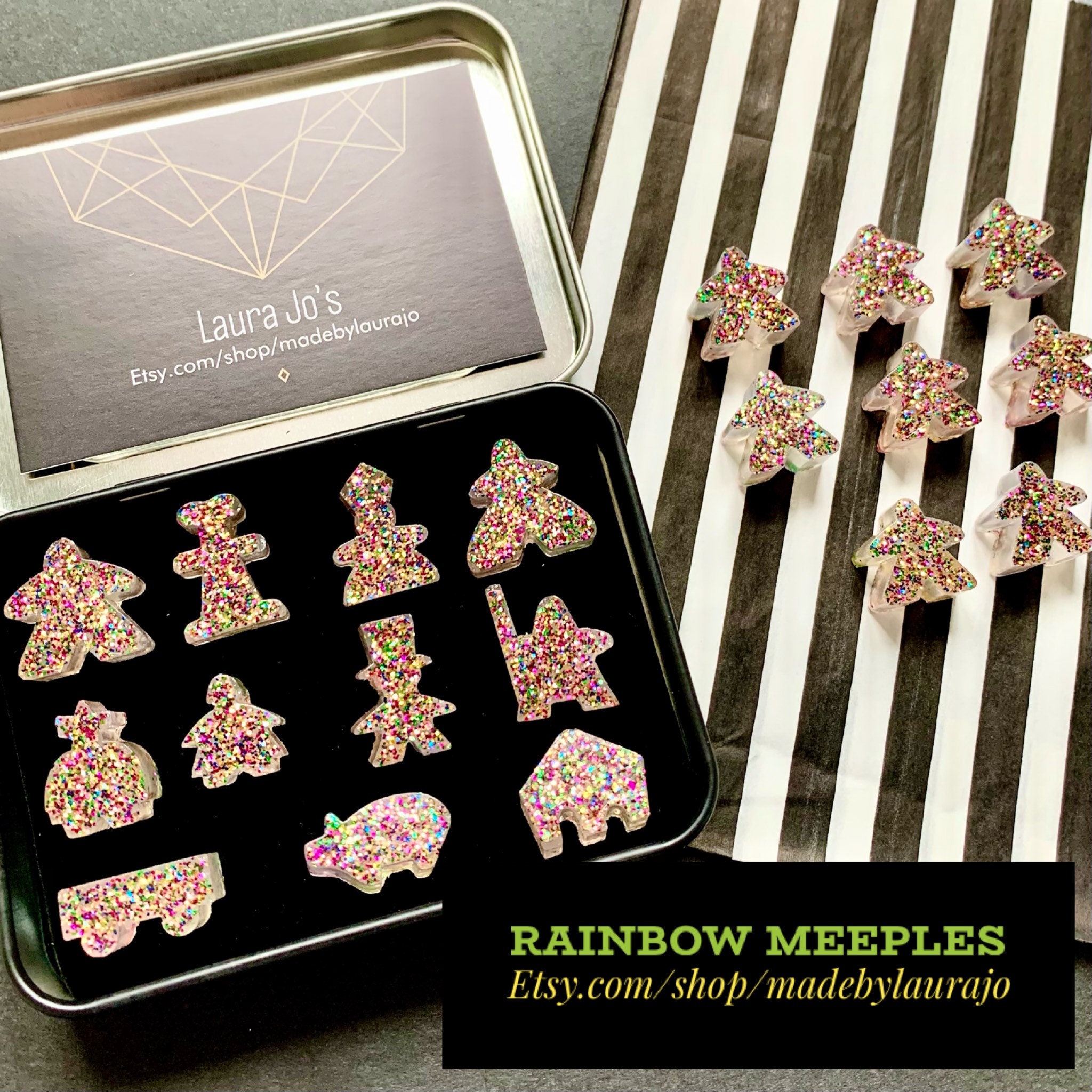 Meeples Rainbow Meeple Gift Set Customised Coloured - Etsy