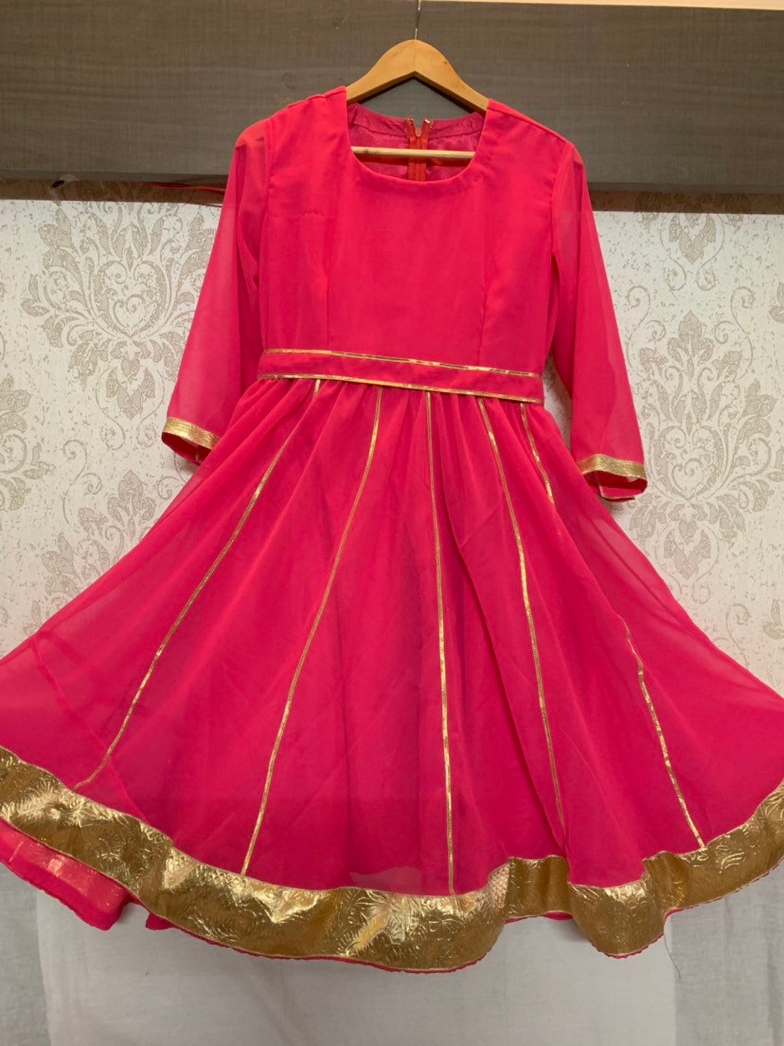 Pink Kathak Dress- 4pc Anarkali Costume/kathak Anarkali /bharatnatyam ...