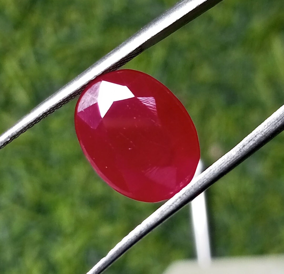 1 Pc, Imitation Ruby Oval Shape Loose Stone Faceted Ruby Stone Loose ...