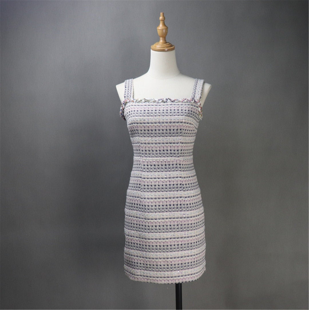 Custom Made Tweed Dress / Sequinned Striped /mini, Midi, Long Formal ...