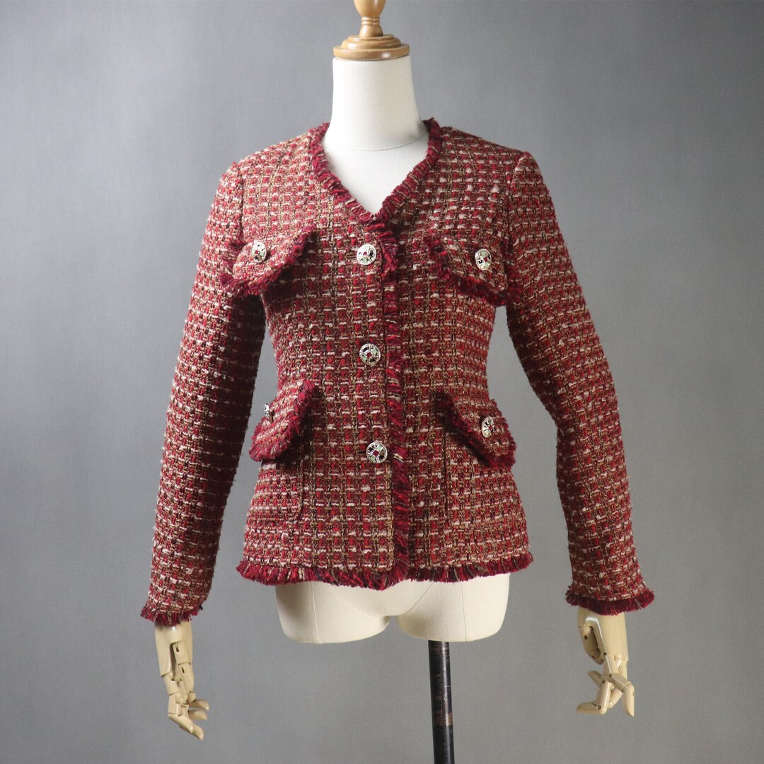 Custom Dark Red Tweed Suit: Handmade Blazer, Skirt, or Trousers - Etsy