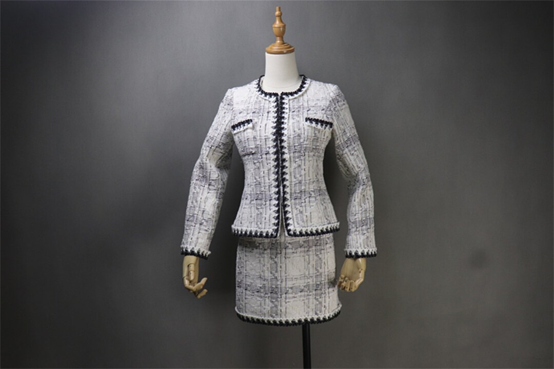 Autumn Winter Formal Suit CUSTOM MADE Black / White Tweed Jacket Shorts ...
