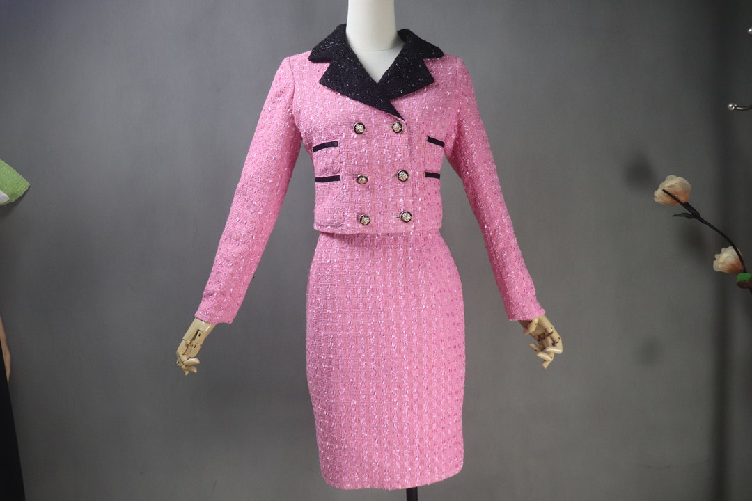 Hot Pink Tweed Suit: Custom Vintage Style Jacket + Skirt , Halloween ...