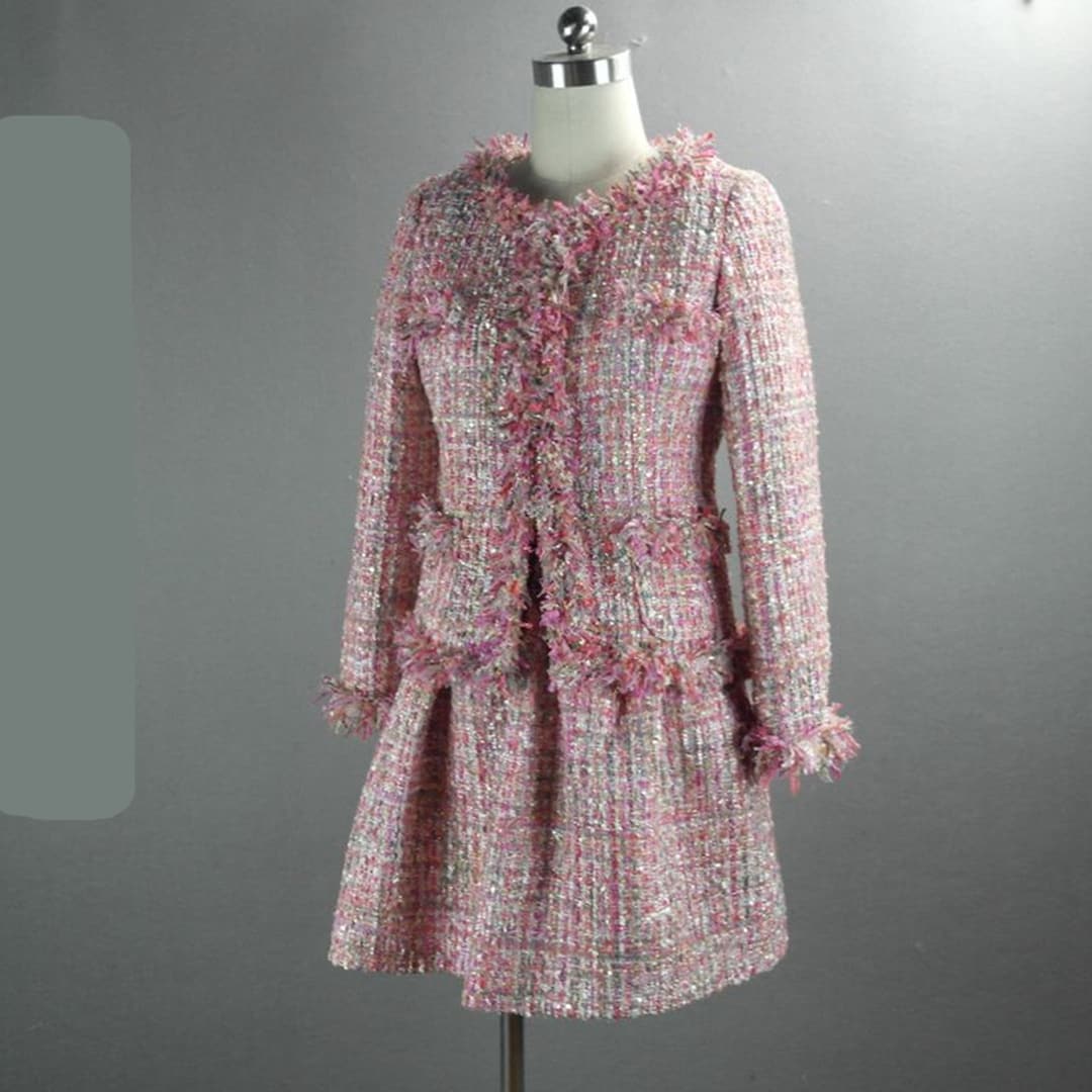 Handmade Pink Tweed Blazer Skirt Set: Custom Women's Occasion Outfit ...