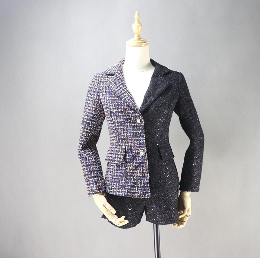 Tweed Colour Crash Blazer Shorts Suit Custom in Plus / Petite Size for ...