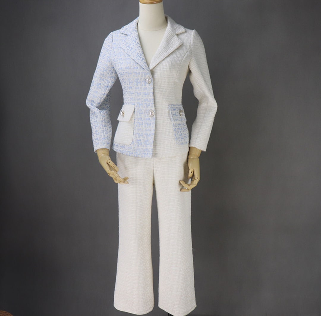 Custom Tweed Pants Suit: Pearl Button Fitted Blazer - Etsy