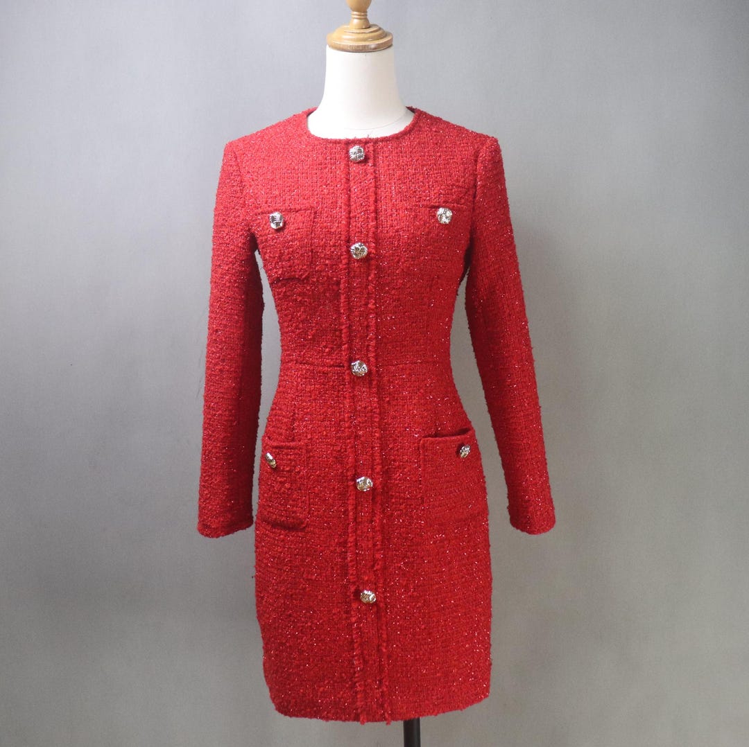 Custom Red Tweed Dress: Plus Size Formal Occasion - Etsy