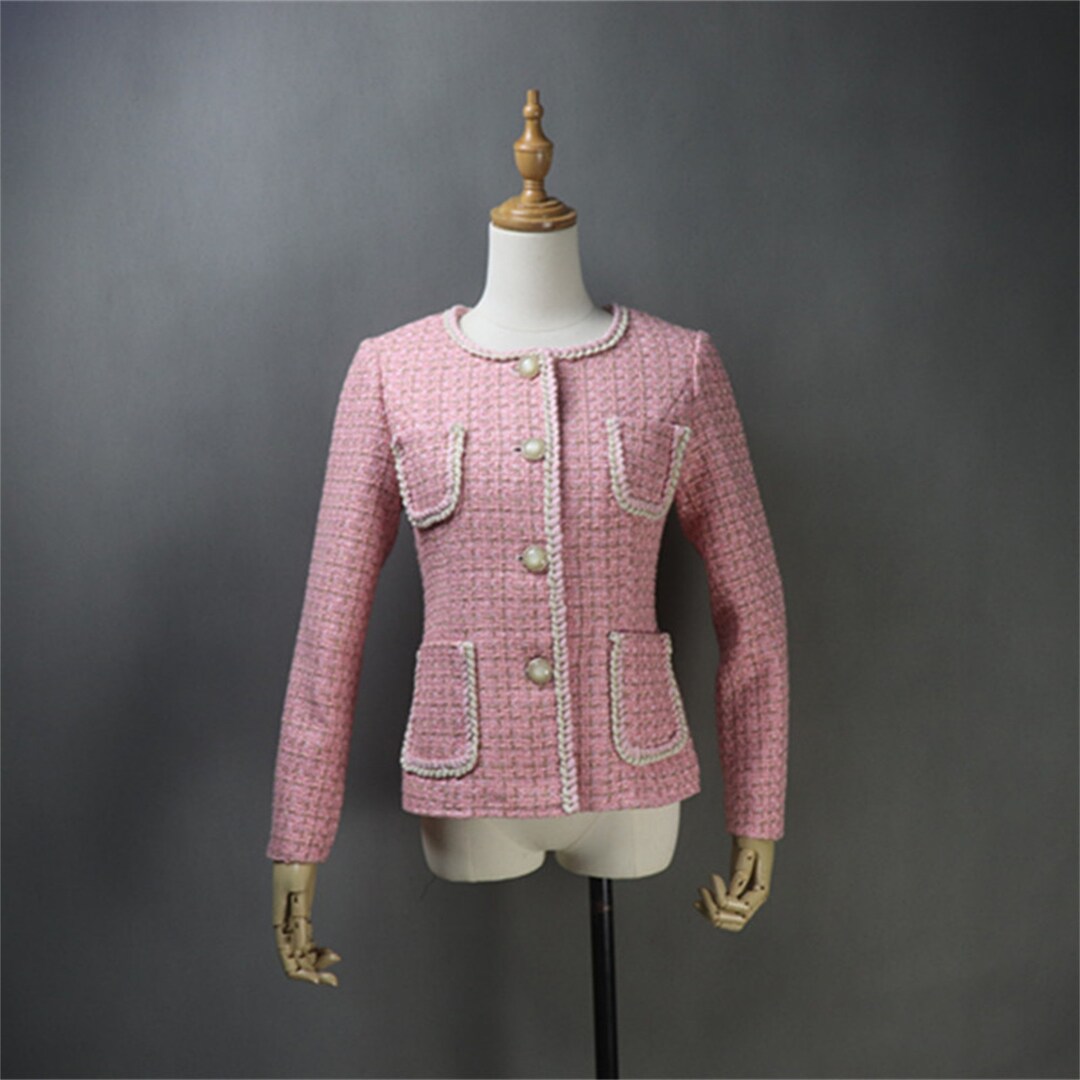 Women Pink Tweed Suit / CUSTOM MADE / Plus Size /pearl Buttons With ...