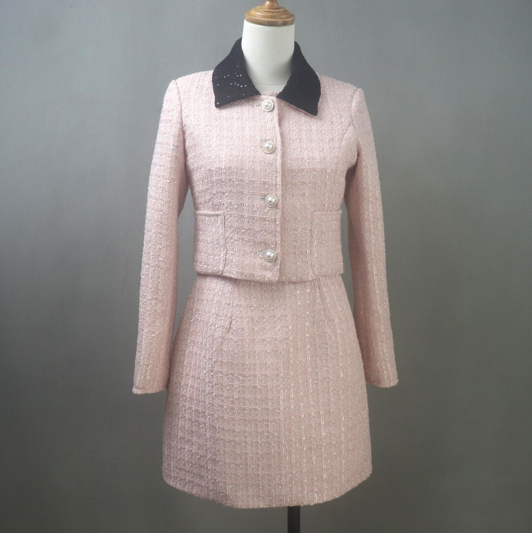 Pale Pink Tweed Dress Suit: Custom A-line Jacket, Plus Size - Etsy