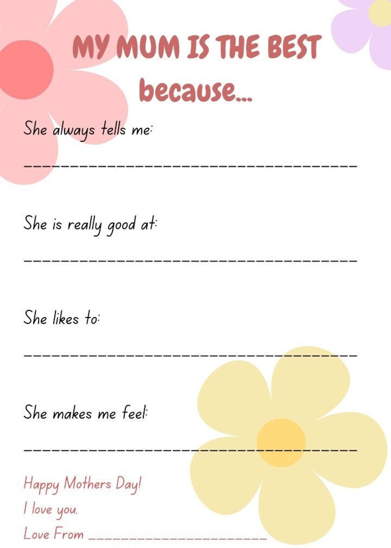 My Mum PRINTABLE MOTHERS DAY - Etsy