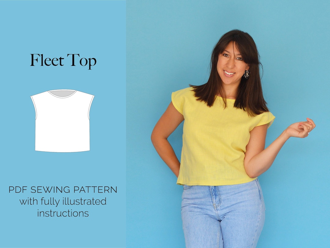 Simple Tee PDF Sewing Pattern | Easy Beginner Top Sewing Pattern | UK 6 ...