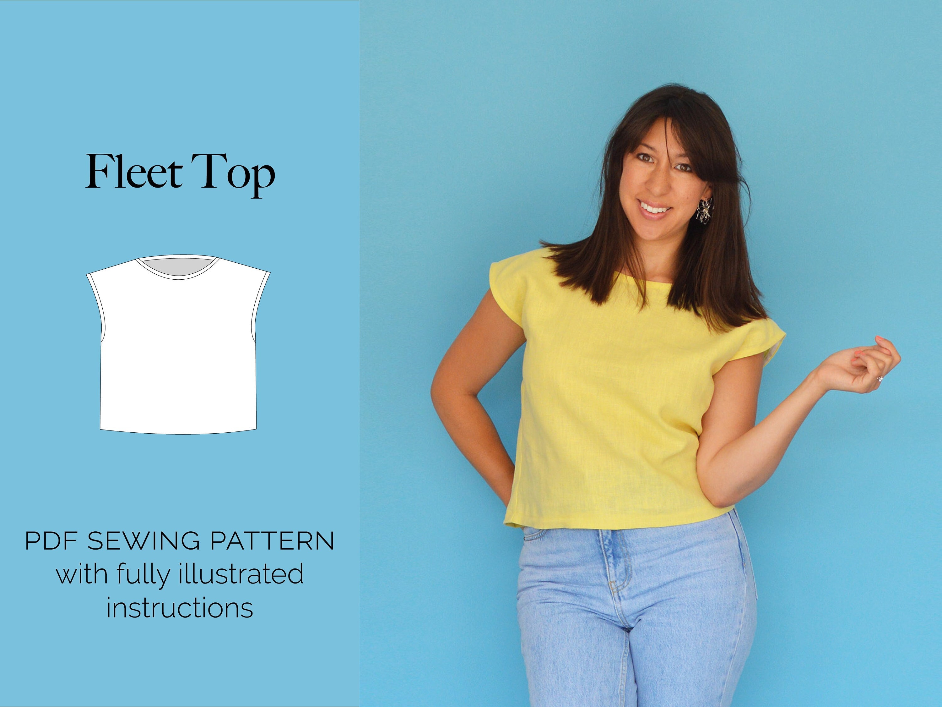 Simple Tee PDF Sewing Pattern | Easy Beginner Top Sewing Pattern | UK 6 ...