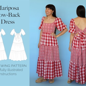 Bow-back Maxi Dress PDF Sewing Pattern | Summer Dress With Tie-back and ...