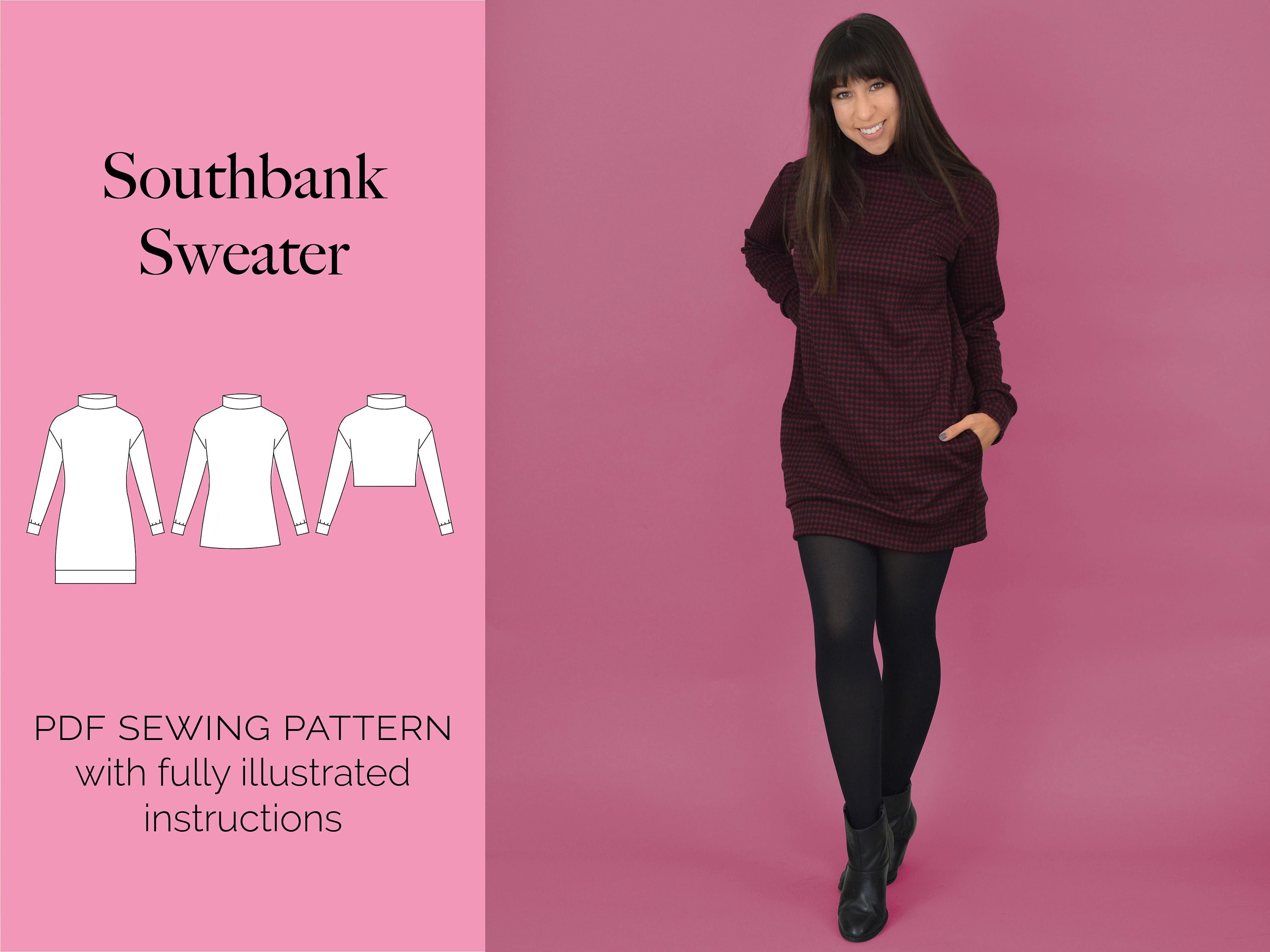 Southbank Sweater PDF Sewing Pattern Sweater Dress Mid Sweater Cropped ...