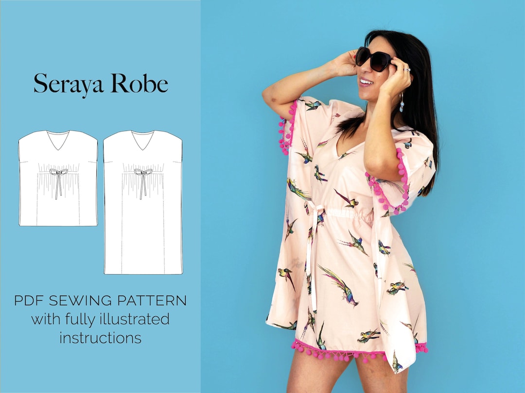Beach Robe/cover-up PDF Sewing Pattern | 2 Lengths | Easy and Fun Summer Sew | UK Sizes 6–20 ...