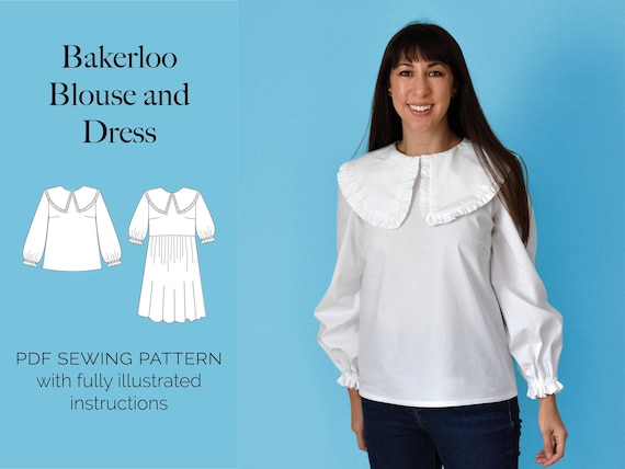 Ruffle Collar Blouse Pattern The Boudoir Blouse PDF Sewing Pattern
