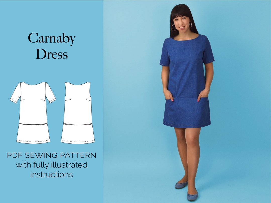 Shift Dress With Pockets PDF Sewing Pattern | Short Sleeves or ...