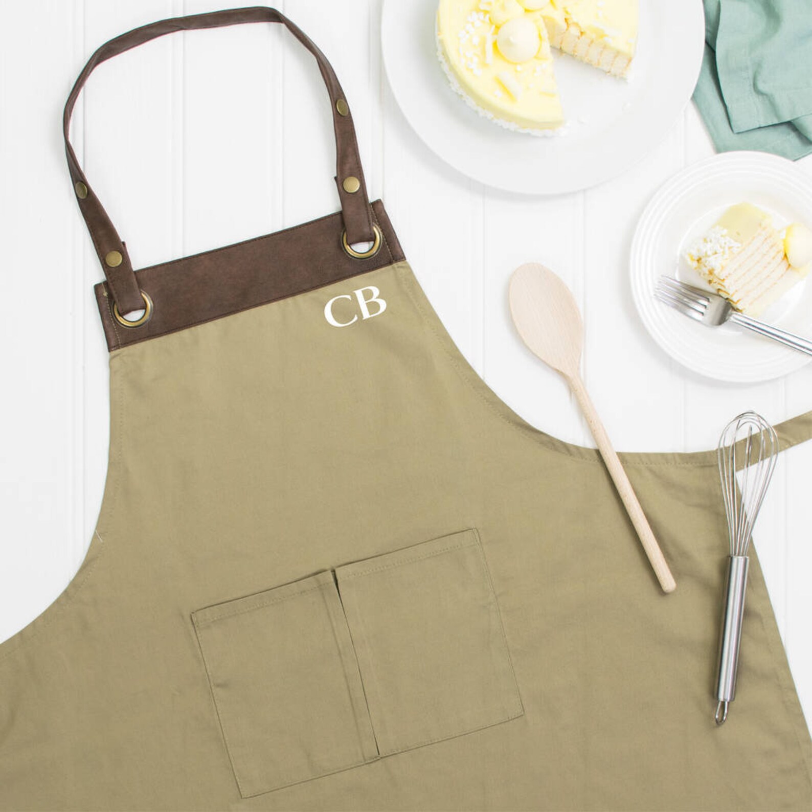 Personalised Artisan Apron With Faux Leather Detail | Etsy UK