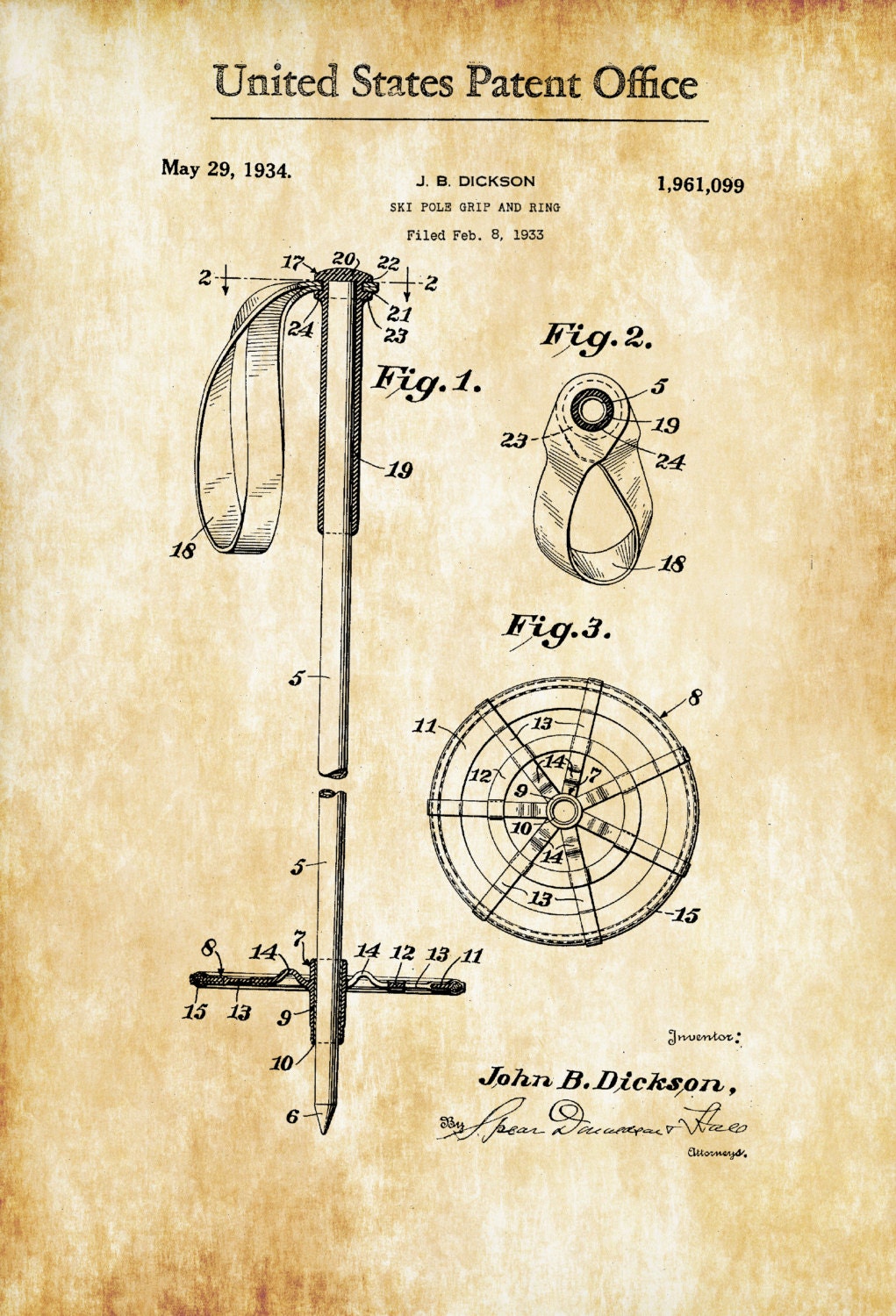 Ski Pole Patent Patent Print Wall Decor Ski Lodge Decor | Etsy